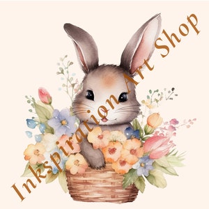 Spring Bunnies Clipart Flowers Clipart Children Clipart - Etsy