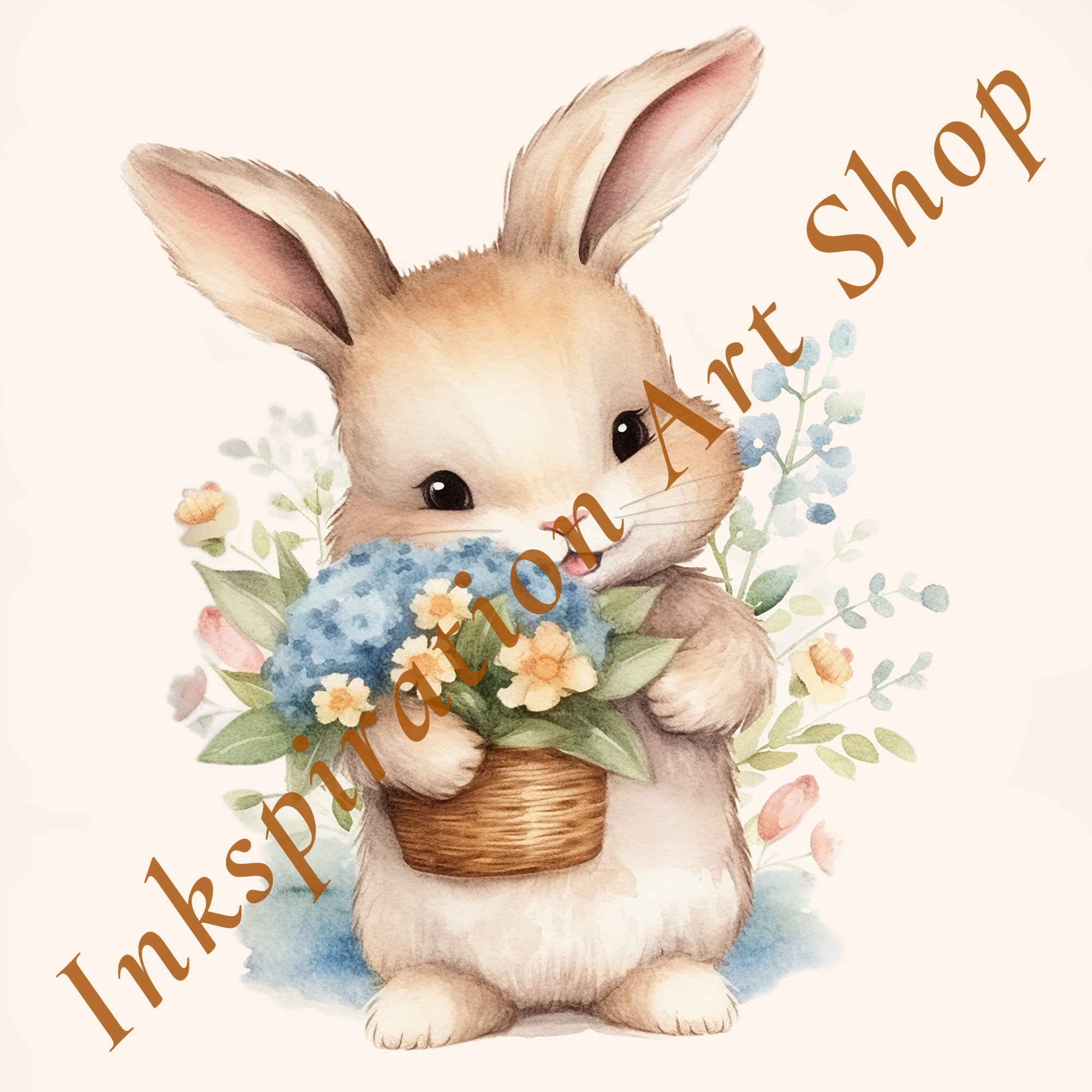 Spring Bunnies Clipart Flowers Clipart Children Clipart - Etsy