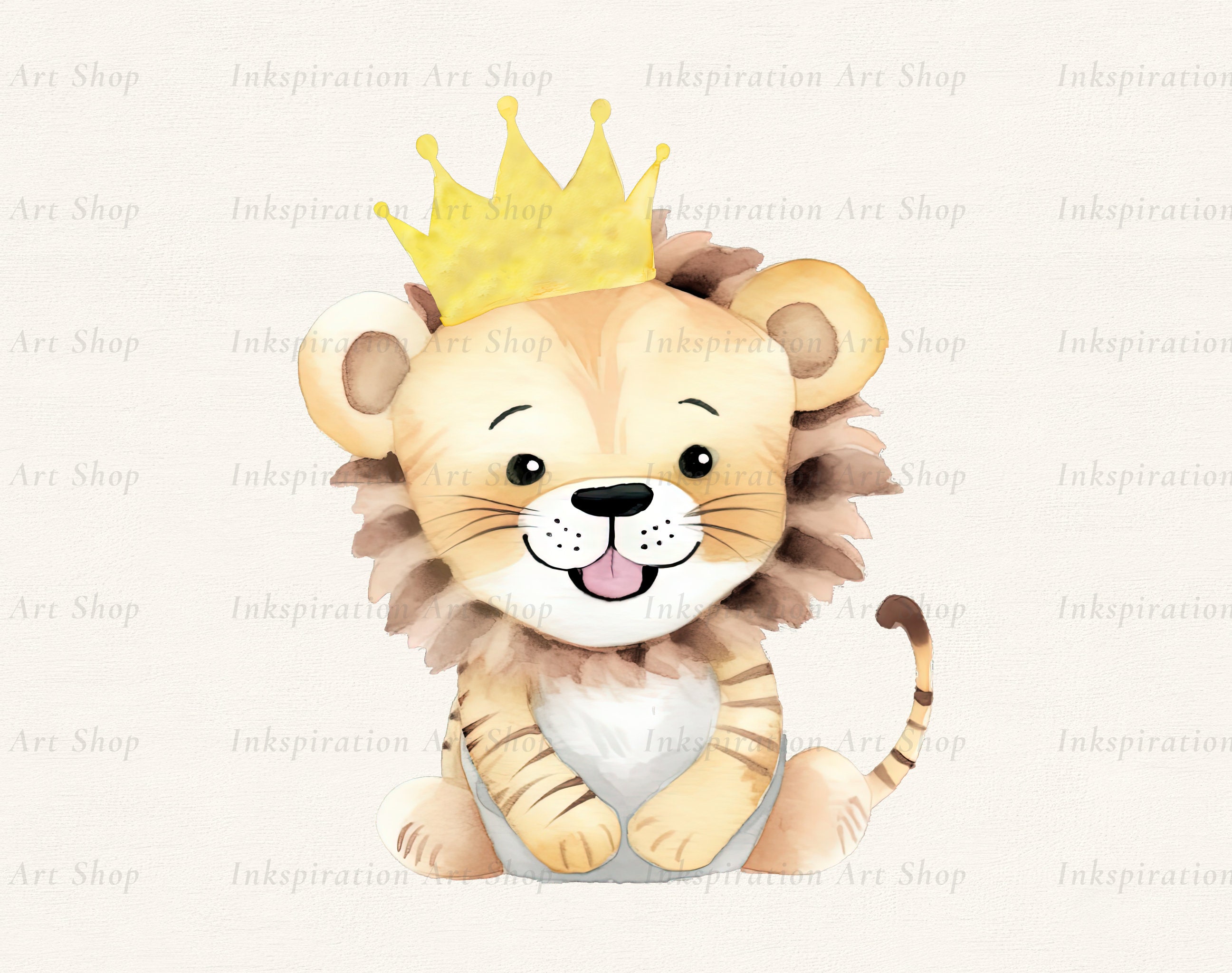 Safari Watercolor Clipart: Safari Baby Animals Elephant, Zebra, Lion ...