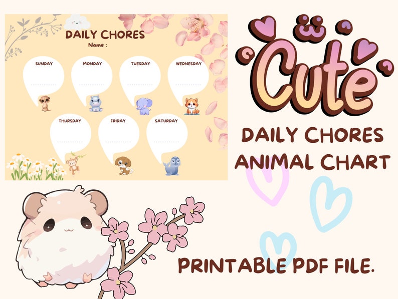 Cute Animals Chore Chart - Etsy