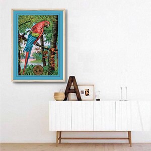 Vintage Parrot Poster,red Blue and Green Parrot Print,parrot Painting ...