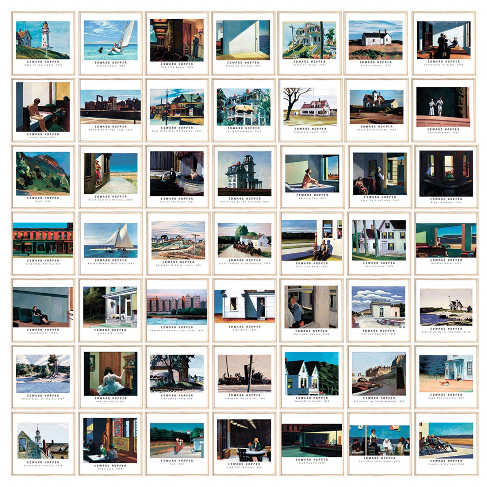 Set of 50 Edward Hopper Print,50 Pieces of Edward Hopper Posters,edward ...