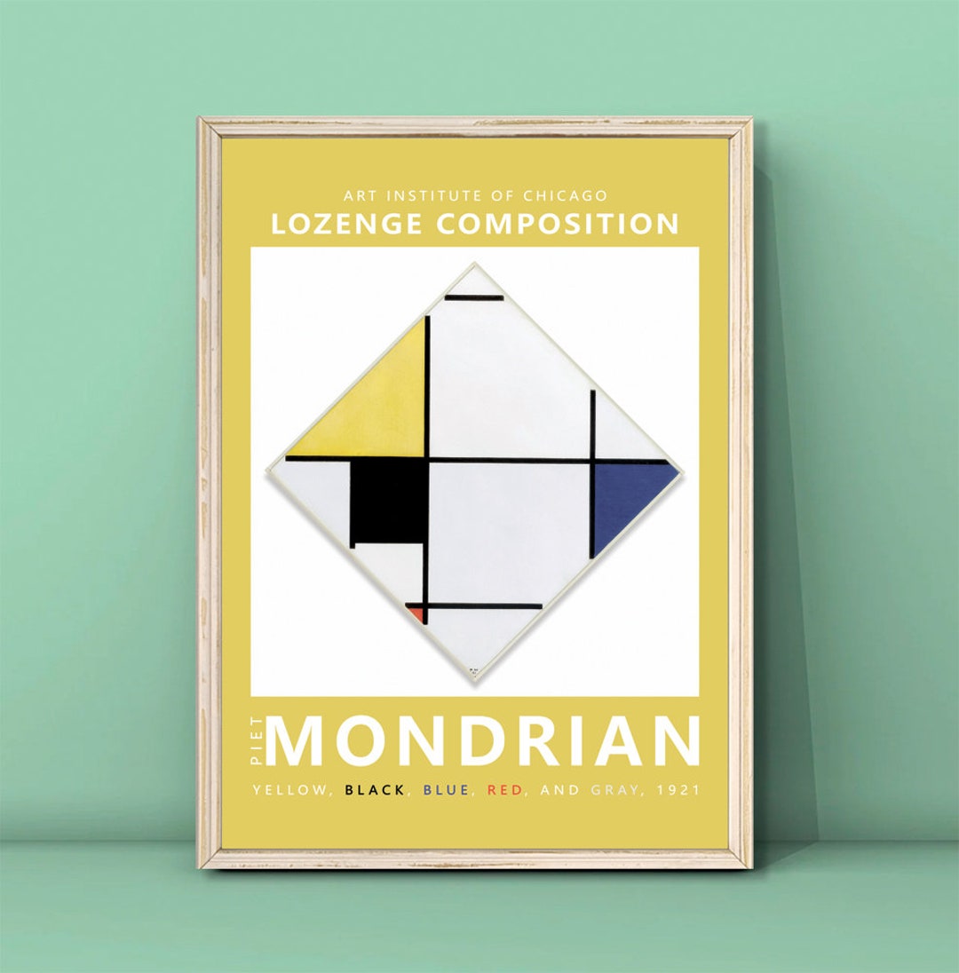 Piet Mondrian Lozenge Composition With Yellow, Black, Blue, Red, and ...