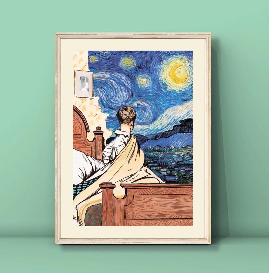 Edward Hopper Boy and Moon the Starry Night Poster,altered Art Print ...