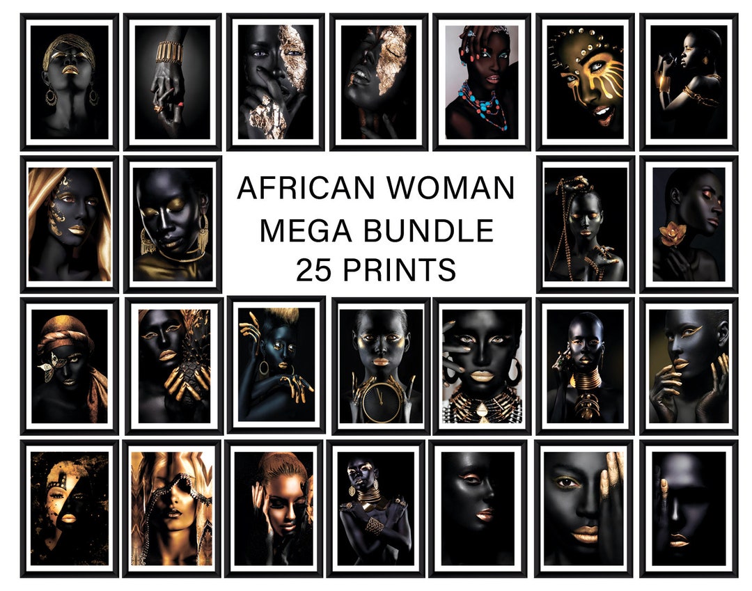 African Woman Mega Bundle 25 Prints,gold African Woman Print,luxury ...