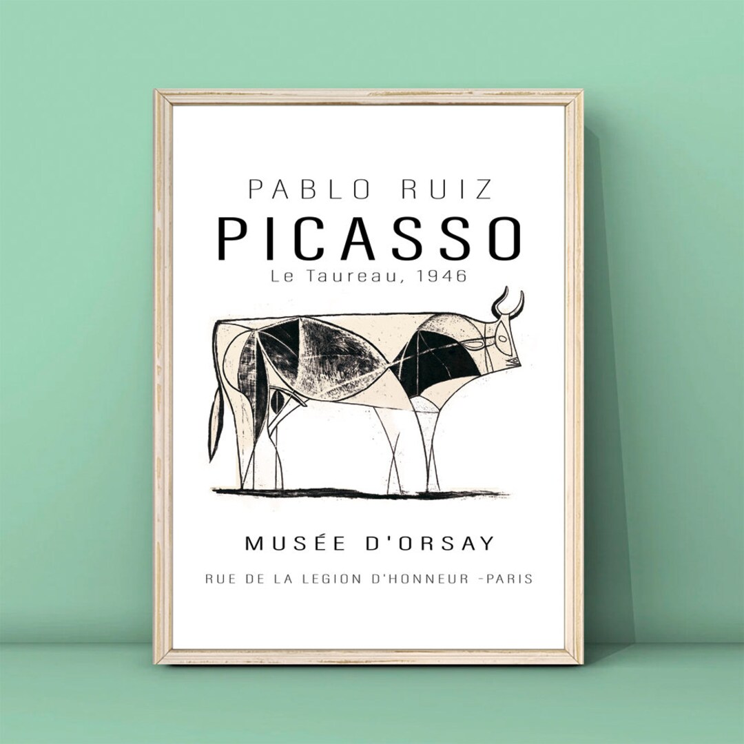 Pablo Picasso Bull Print,animal Sketch Print,picasso Bull Poster,animal ...