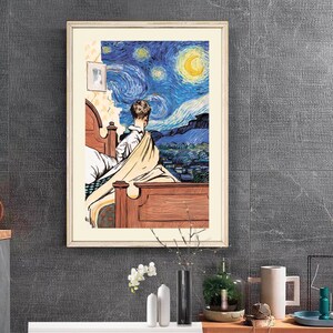 Edward Hopper Boy and Moon the Starry Night Poster,altered Art Print ...