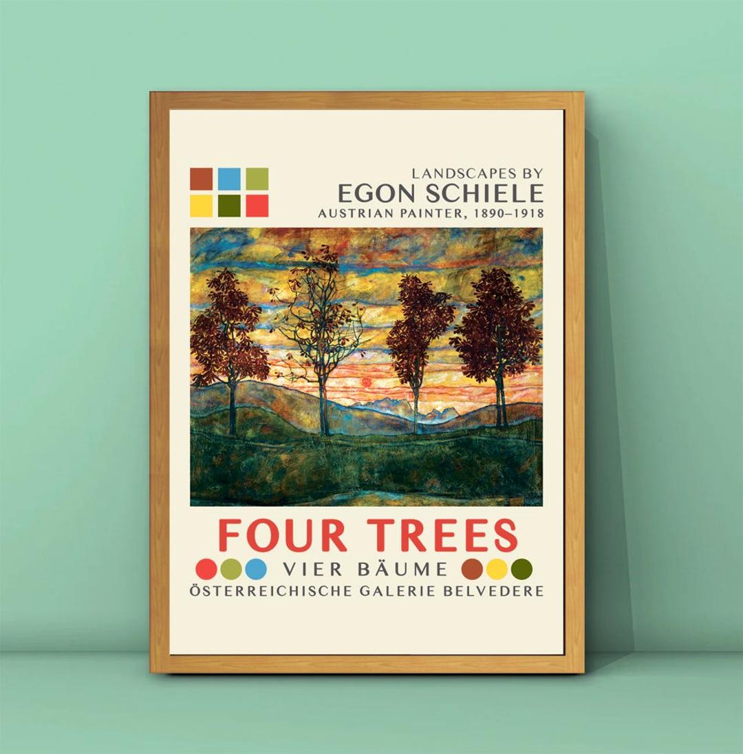 Egon Schiele Four Trees Print,paintings by Egon Schiele,vier Bäume ...