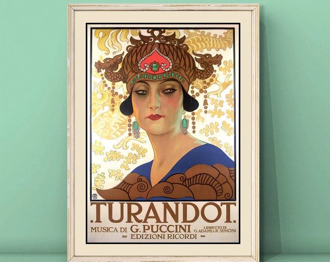 Turandot Poster Puccini Opera Under Glass in Brushed Aluminum Frame ...