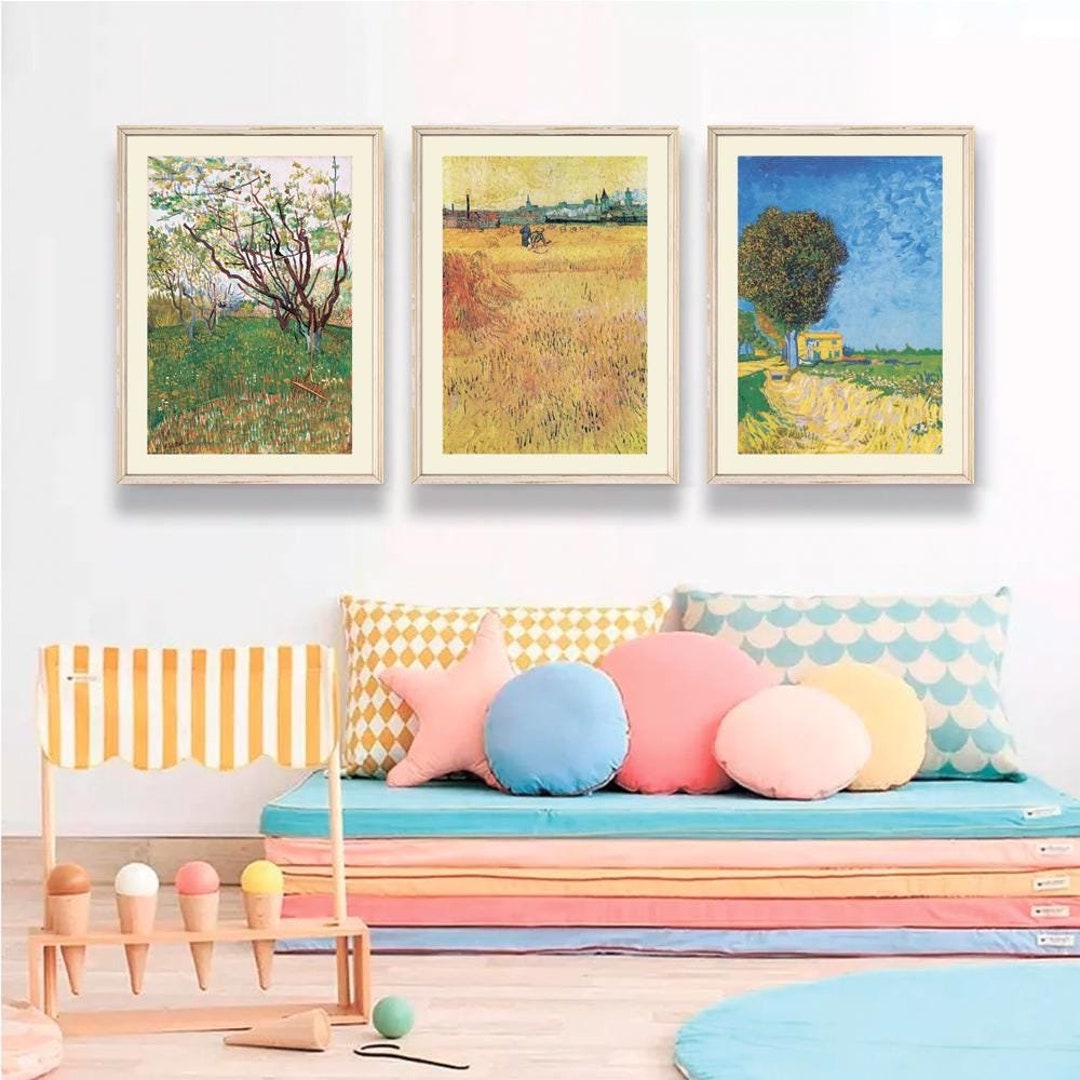 Set of 3 Van Gogh Landscape Print,wheat Field With View of Arles,the ...