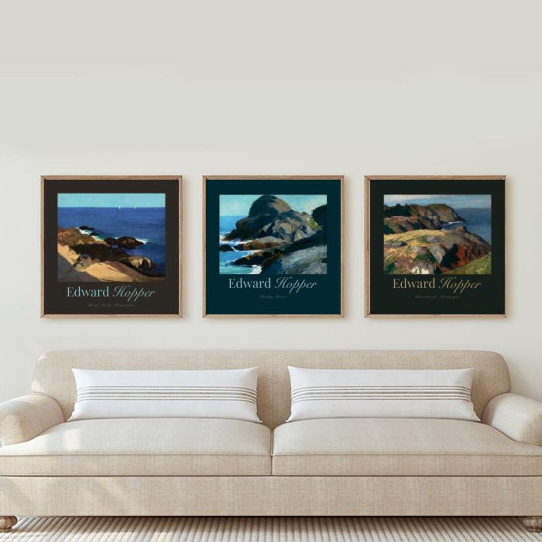 Set of 3 Edward Hopper Print,hopper Poster,hopper Rocky Shore Print ...