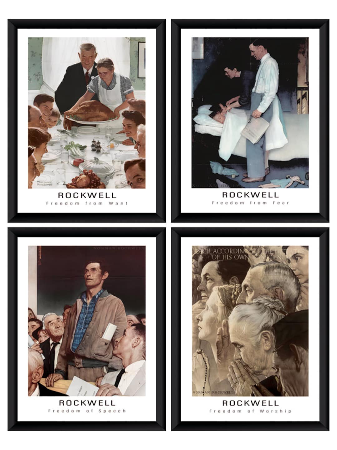 Set of 4 Norman Rockwell Four Freedoms Printfreedom From - Etsy