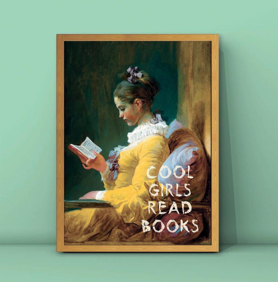 Young Girl Reading Print,cool Girls Read Books Quote Poster, Reading ...