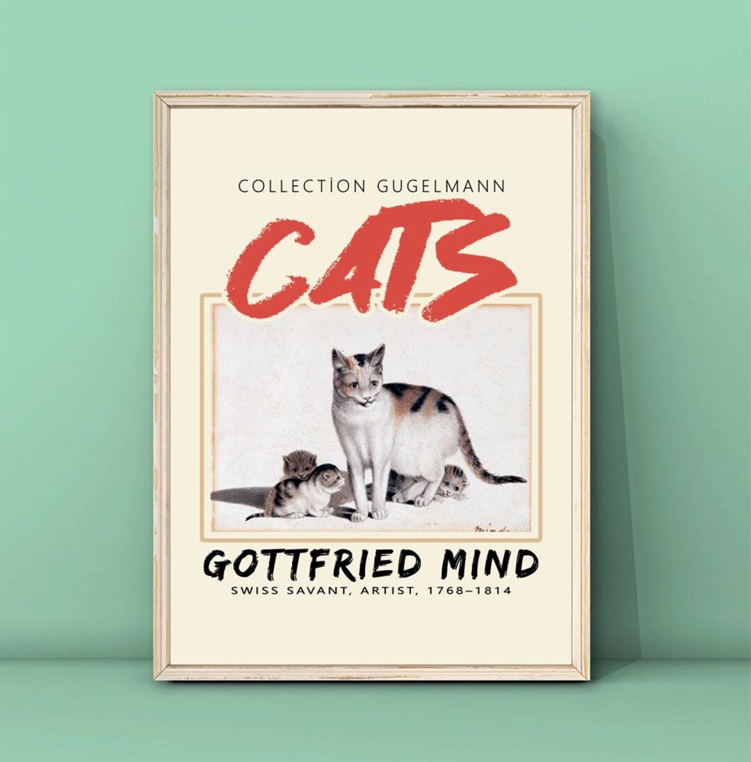 Gottfried Mind Cats Print,illustration Cat Print,cats in Art,vintage ...