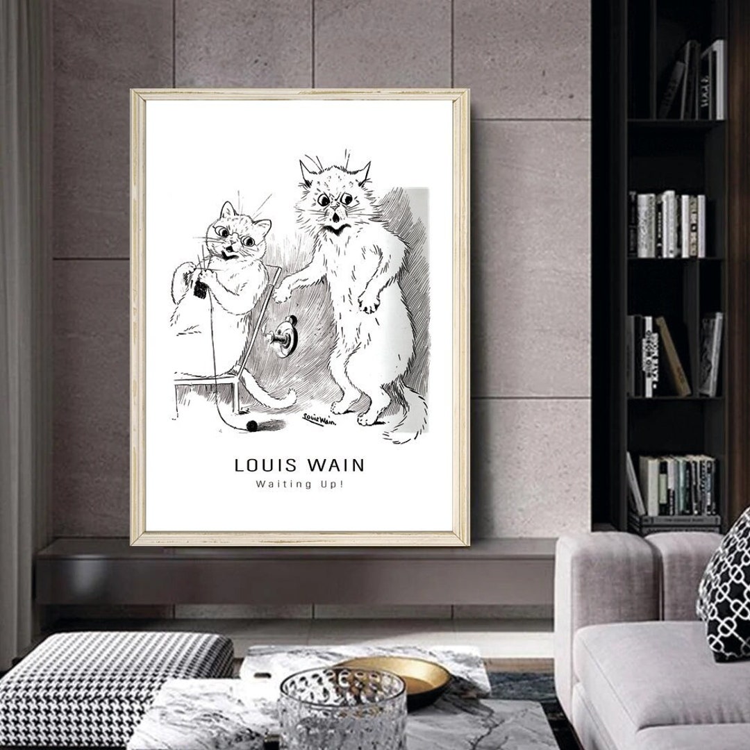 Louis Wain wartet auf Print,Anthropomorphe Katzen,Katzen von Louis Wain ...