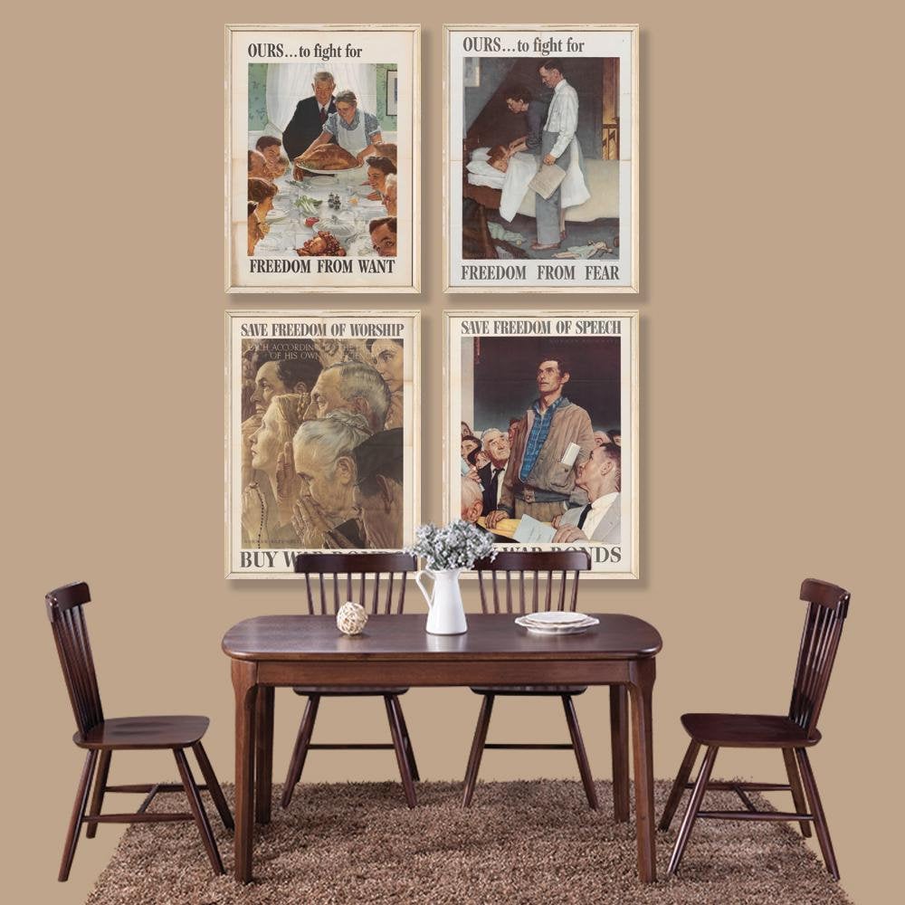 Set of 4 Norman Rockwell Four Freedoms Print,freedom From Fear, Freedom ...