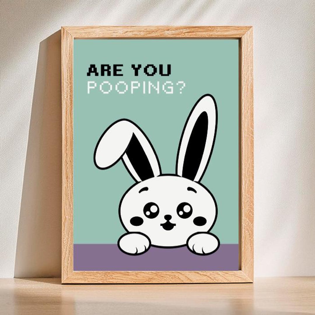 Are You Pooping Poster,bathroom Art Print,funny Toilet Wall Art,rabbit ...