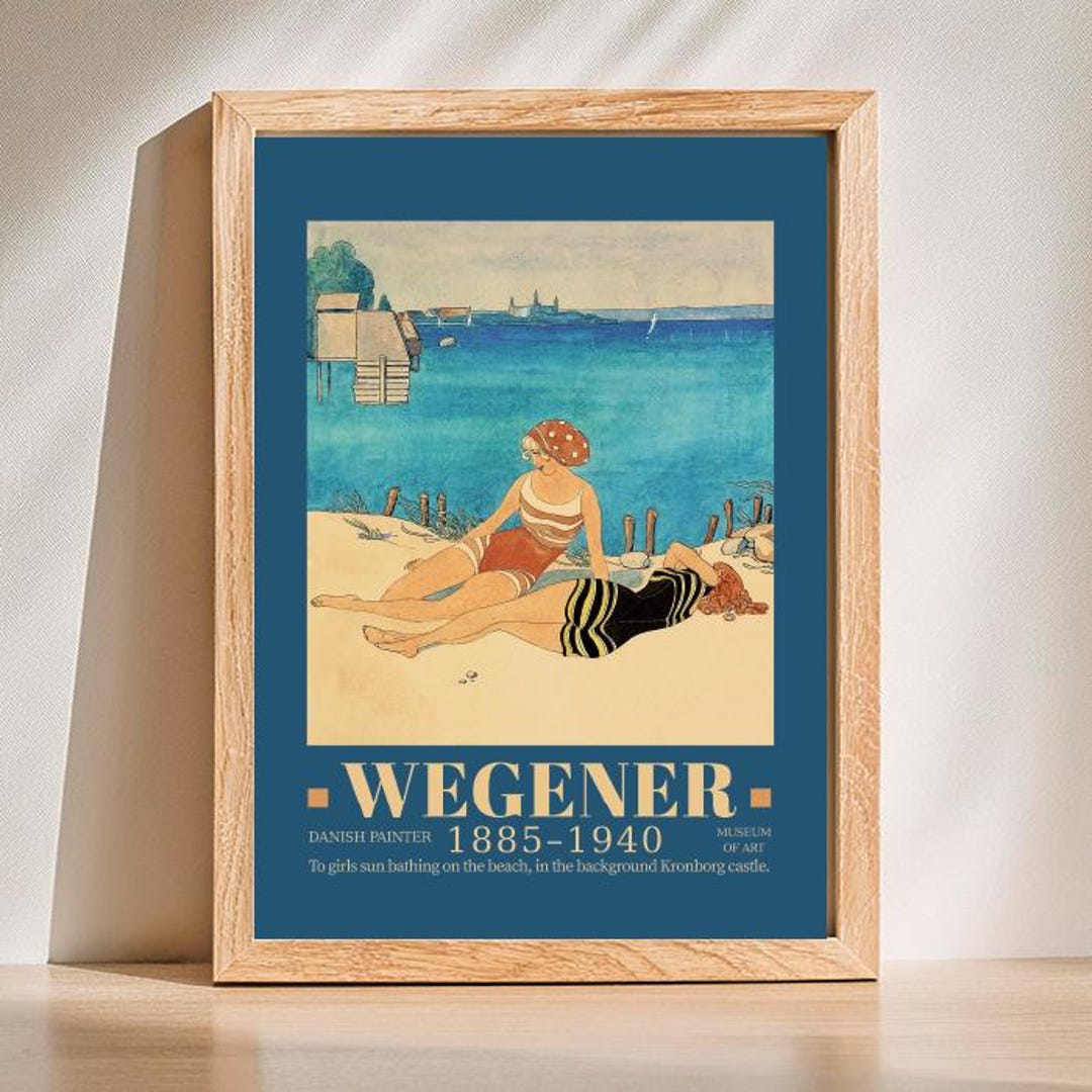 Gerda Wegener Print: Vintage Beach Scene, Kronborg Castle (digital ...