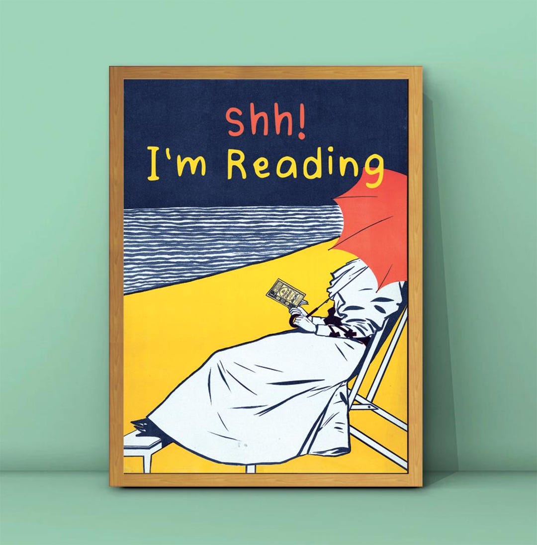 Shh! I'm Reading Poster,reading Art,girls Reading Art,educational Art ...