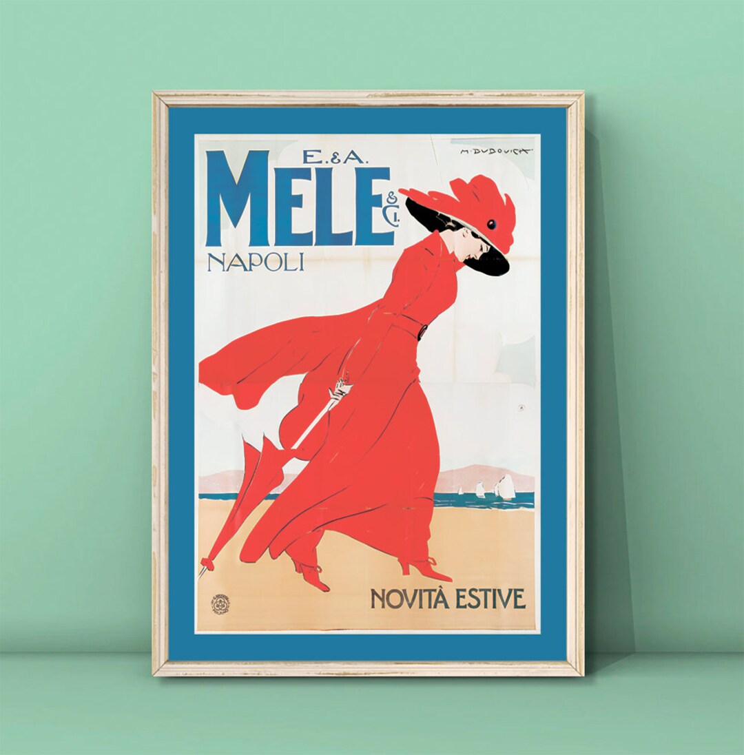 Leopoldo Metlicovitz Mele Estate Poster,woman in Red Dress Print,novita ...