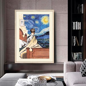 Edward Hopper Boy and Moon the Starry Night Poster,altered Art Print ...