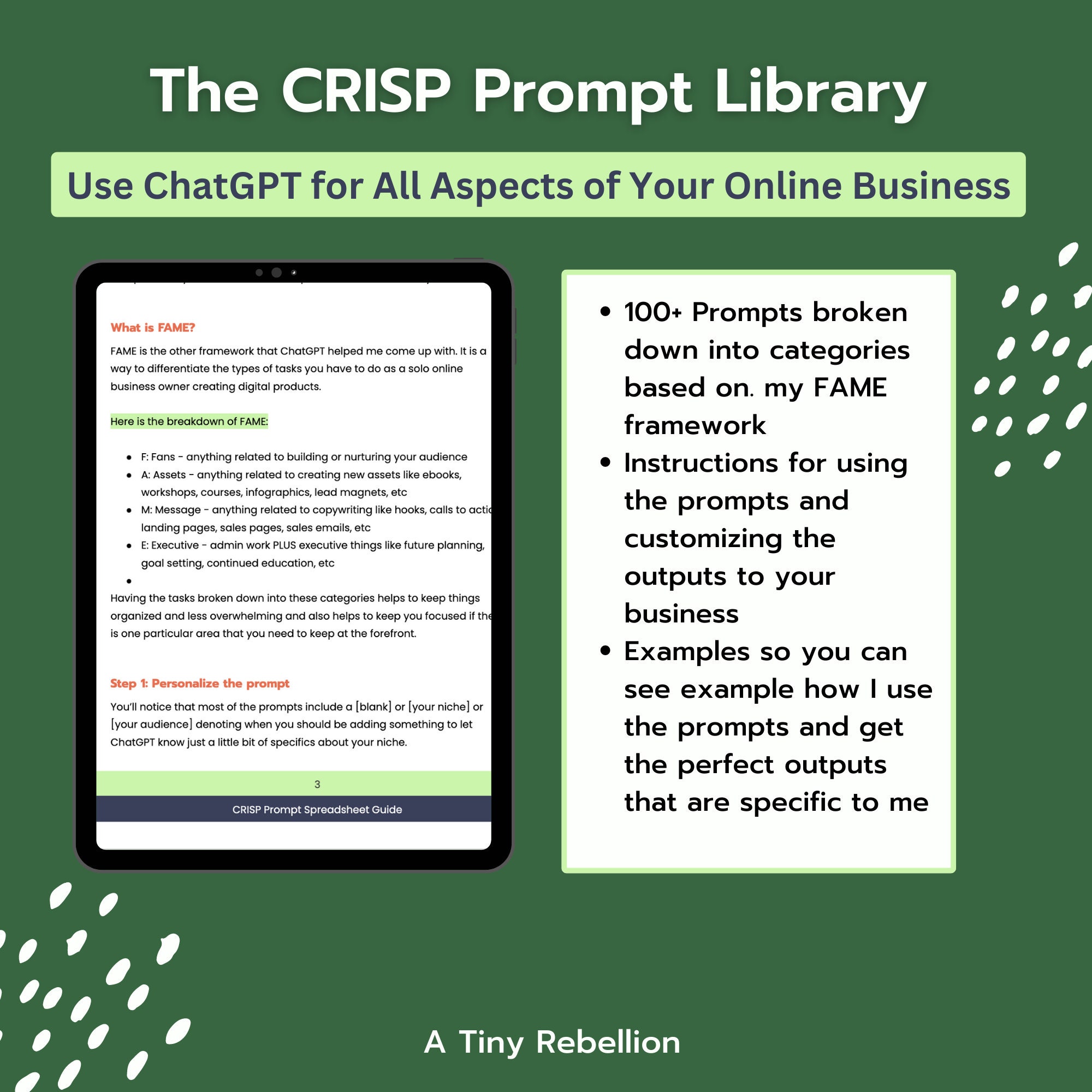 The Chatgpt CRISP Prompt Library for Solopreneurs - Etsy
