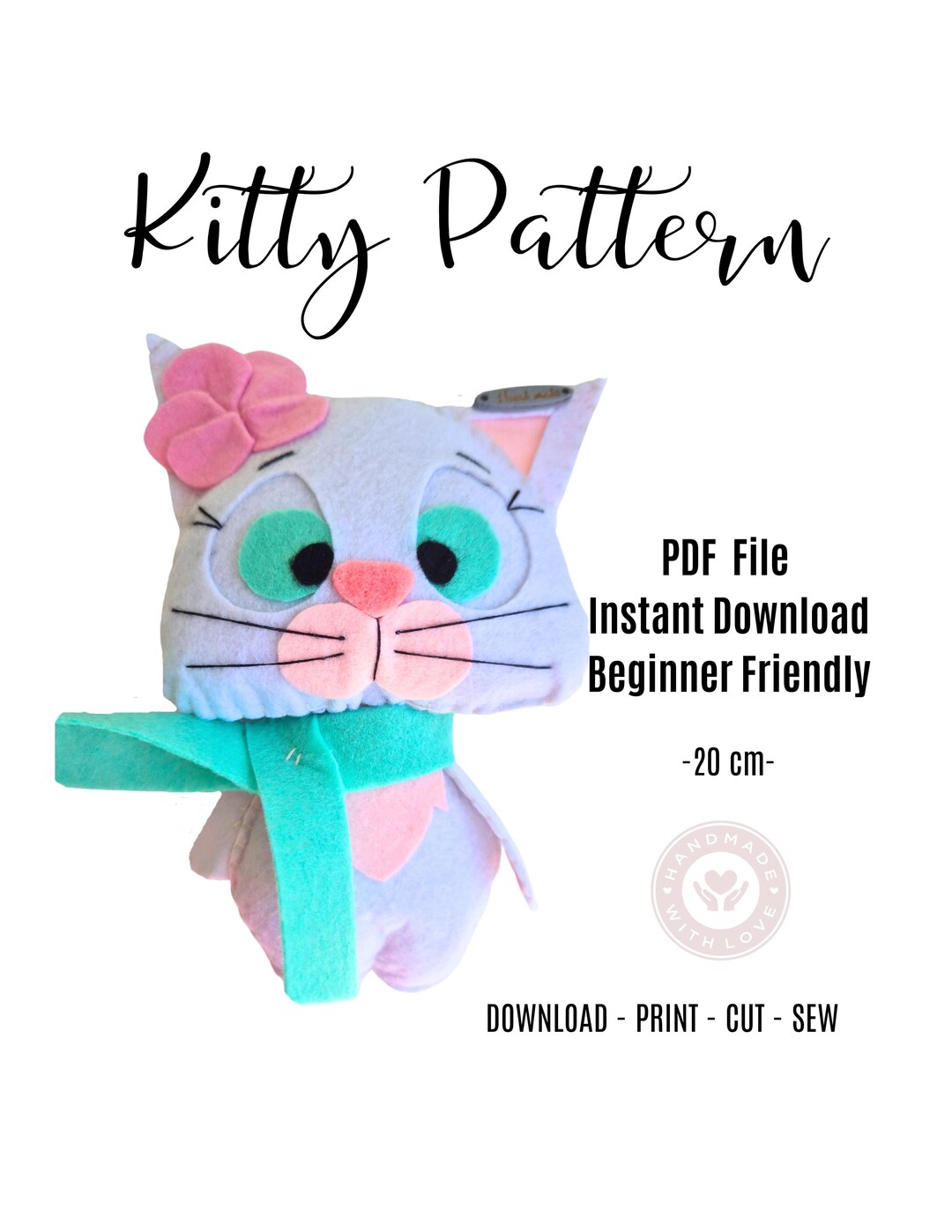 DIY Felt Kitty Toy PDF Pattern | Step-by-step Hand-sewing Instructions ...