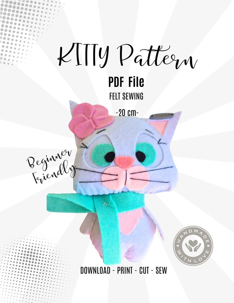 DIY Felt Kitty Toy PDF Pattern | Step-by-step Hand-sewing Instructions ...