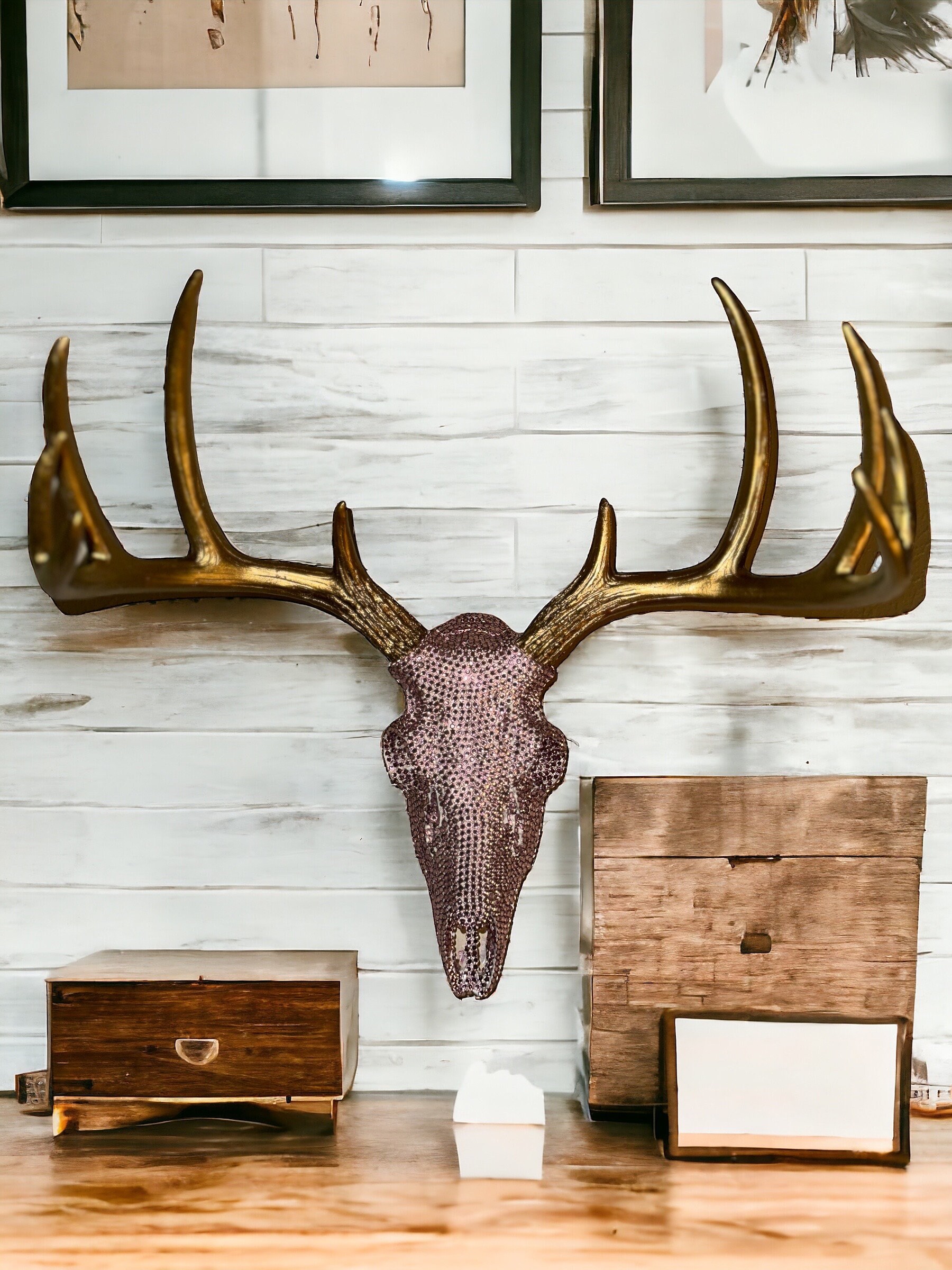 Rhinestone Faux Deer Head With Antlers - Etsy