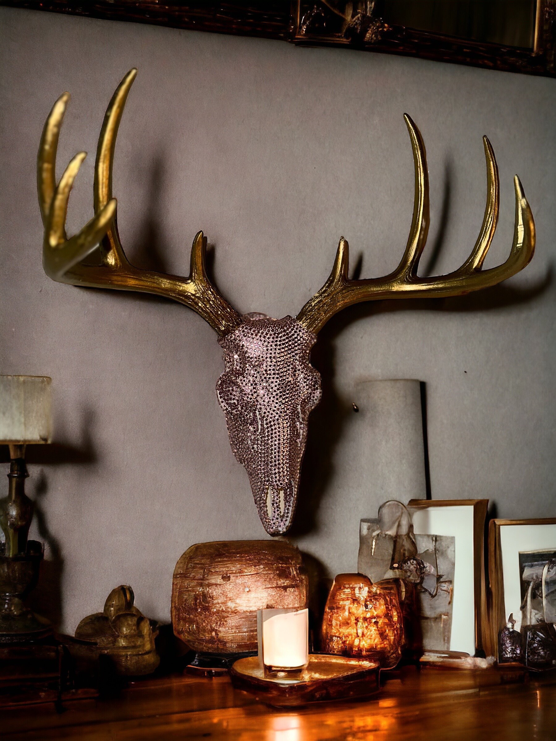 Rhinestone Faux Deer Head With Antlers - Etsy