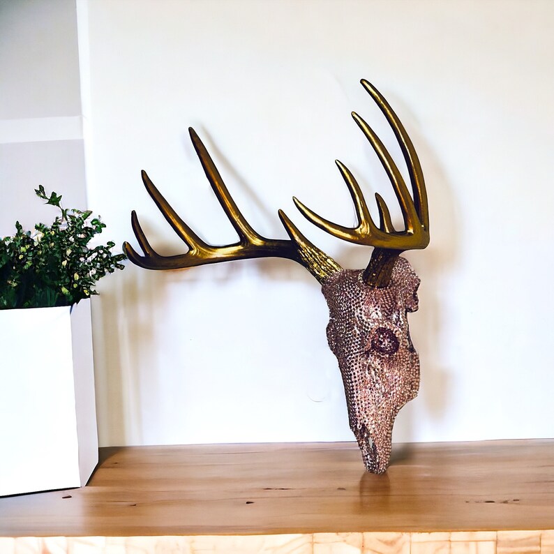 Rhinestone Faux Deer Head With Antlers - Etsy