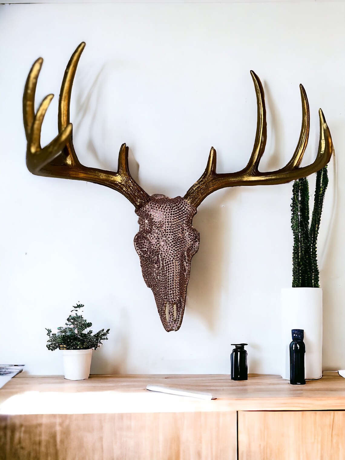 Rhinestone Faux Deer Head With Antlers - Etsy