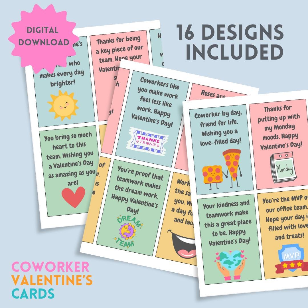 Printable Coworker Valentine's Day Cards | Digital Office Appreciation ...