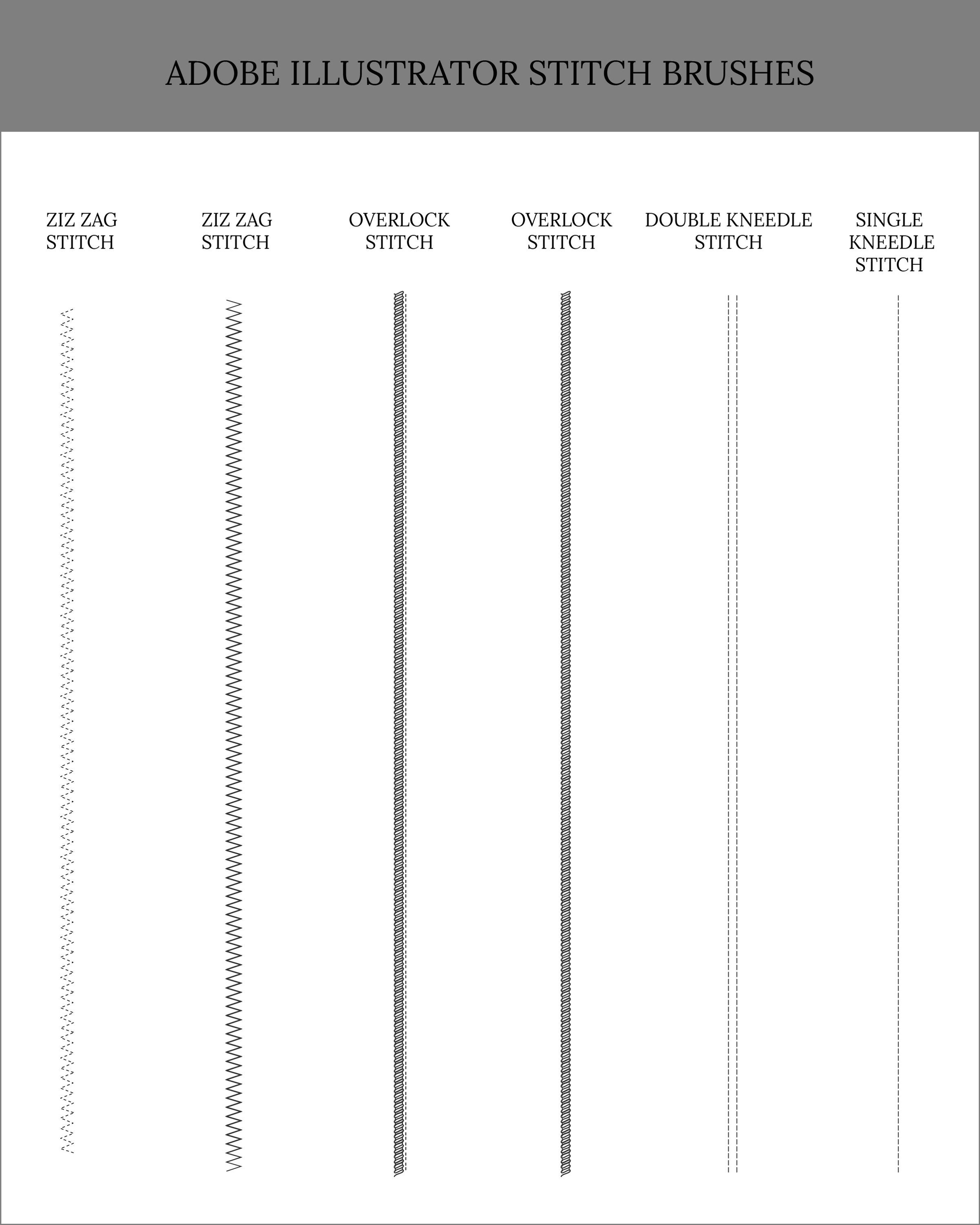 Adobe Illustrator Vector Brushes 6 Stitches for Technical Fashion ...