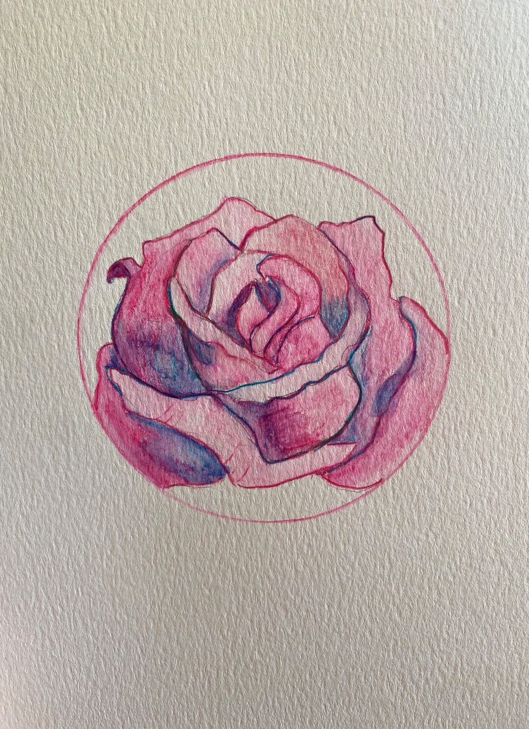 Hand Drawn/painted Rose in Watercolor - Etsy
