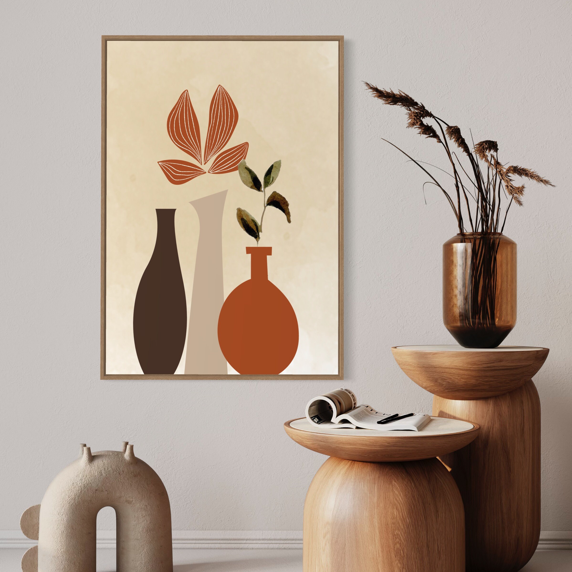 Boho Wall Art, Mid Century Art Prints, Modern Wall Decor, Boho Vases ...