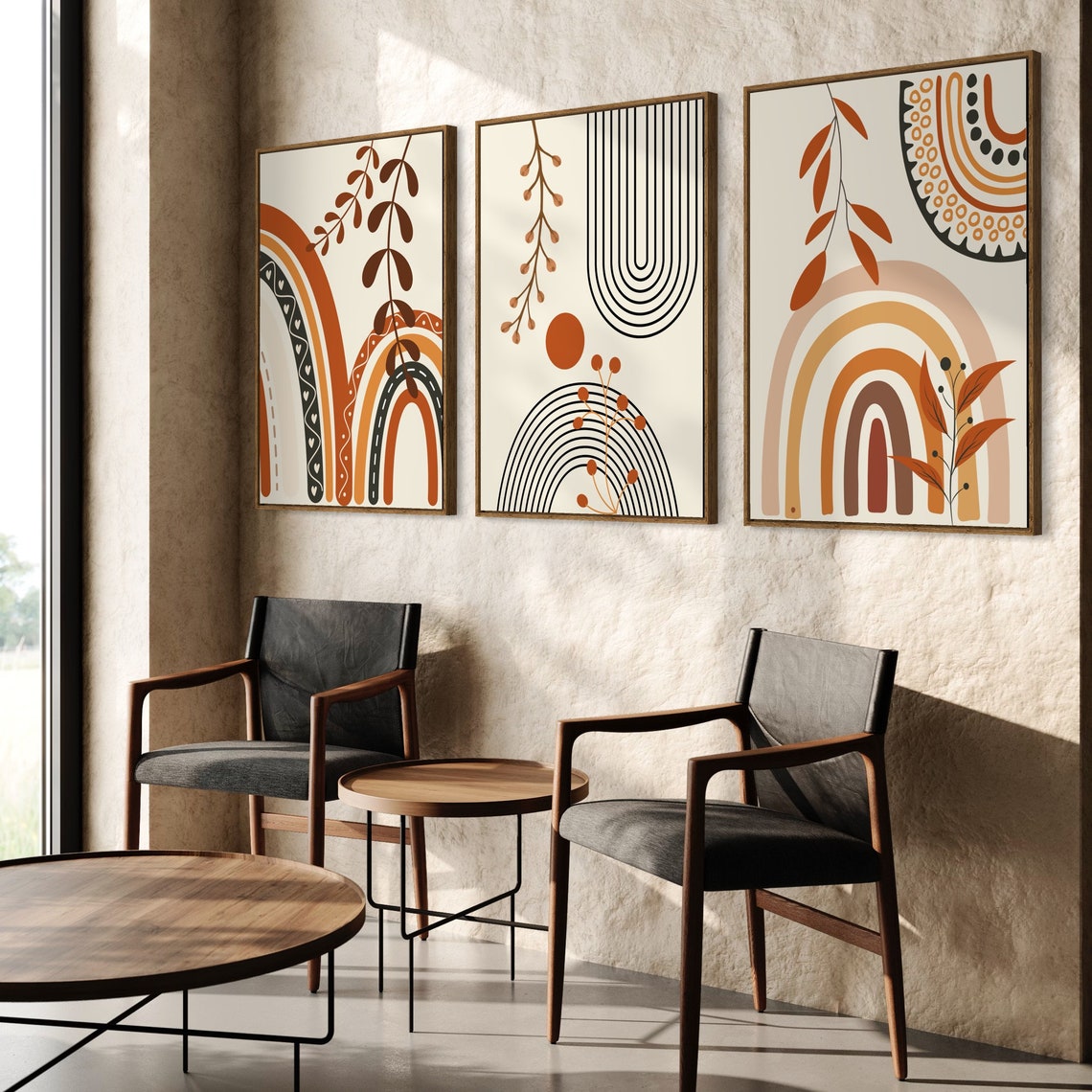 Boho Wall Art Set Boho Art Set of 5 Prints Printable Modern Art Boho ...