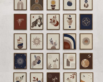 Boho Wall Art Bundle, Mid Century Art Prints, Modern Wall Decor ...