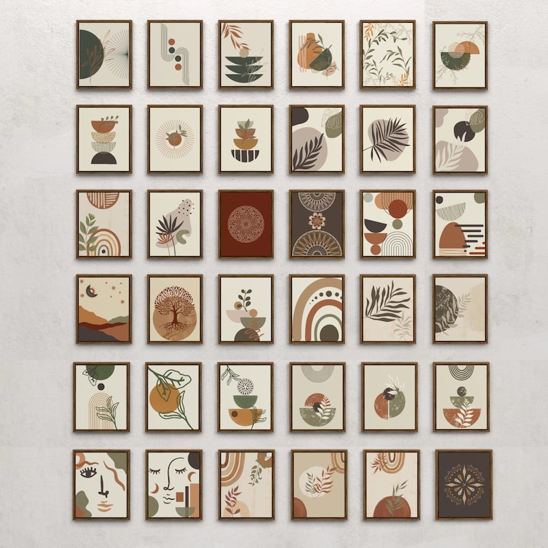 Boho Wall Art Bundle, Mid Century Art Prints, Modern Wall Decor ...