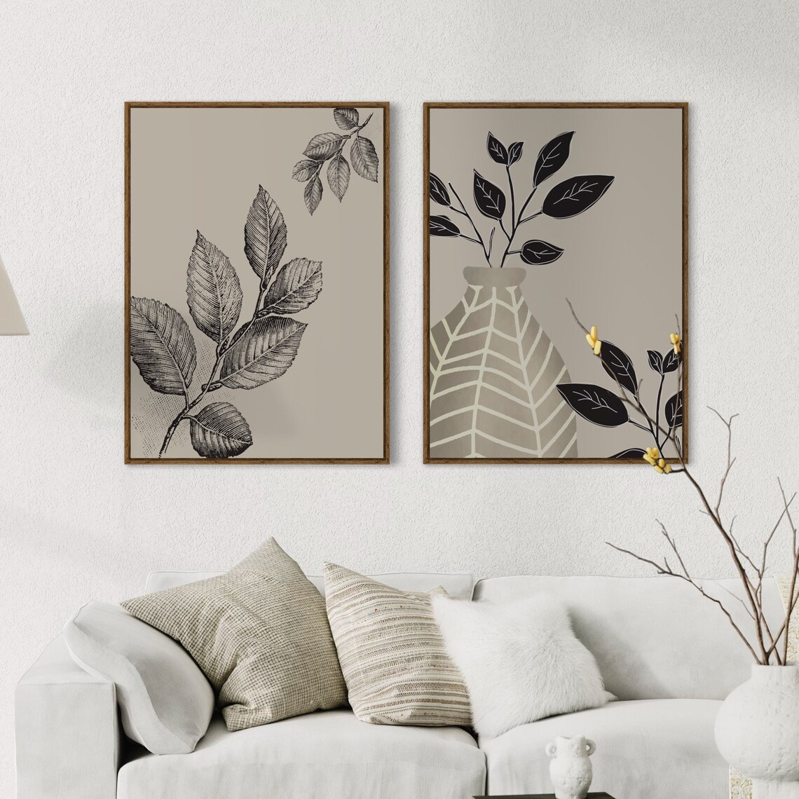 Abstract Boho Clay Pot Printable Beige Black Mid Century - Etsy