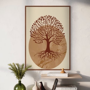 Boho Landscape Print, Tree of Life Print, Abstract Moon Printable Wall ...