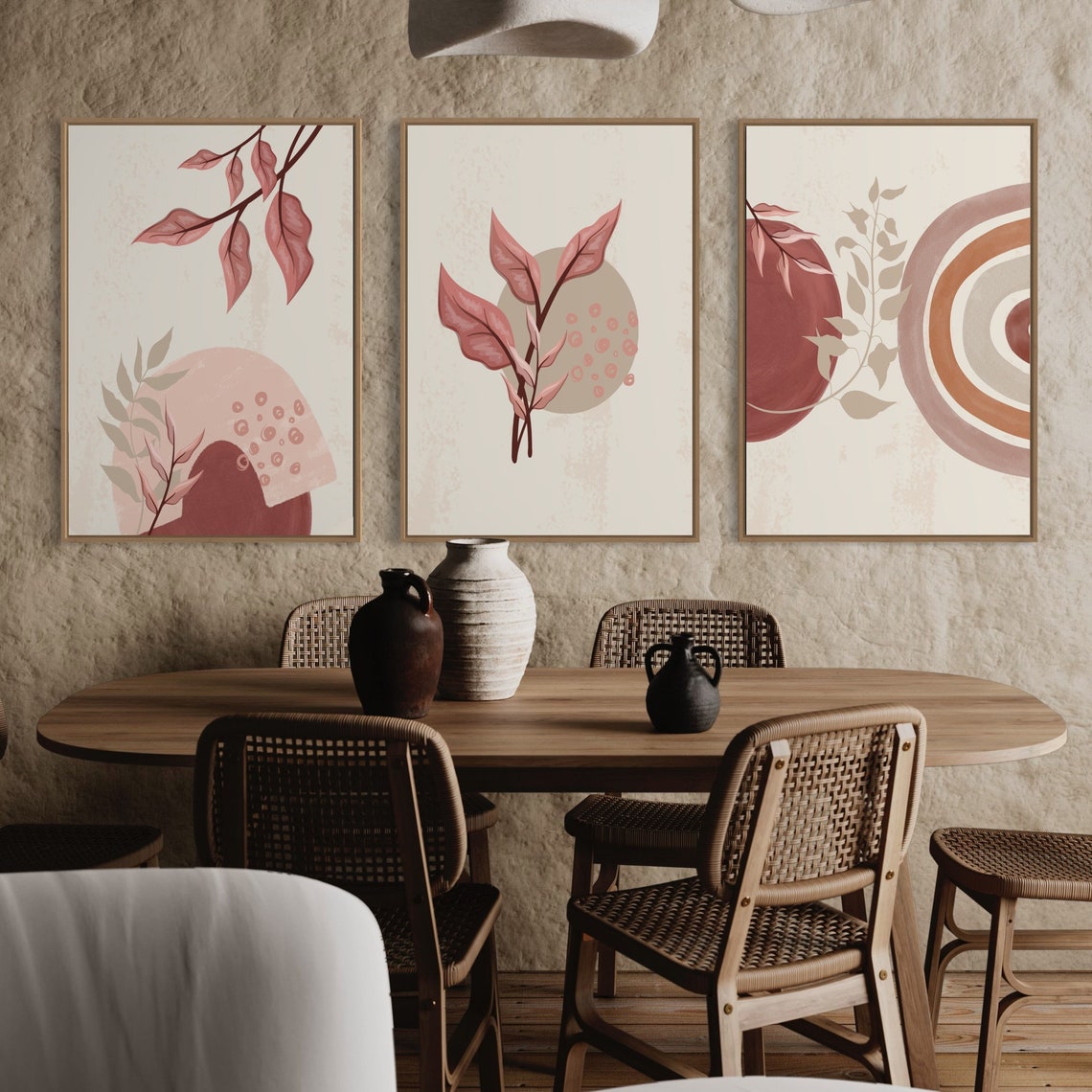 Boho Abstract Wall Art Prints Boho Wall Decor Set of 3 - Etsy