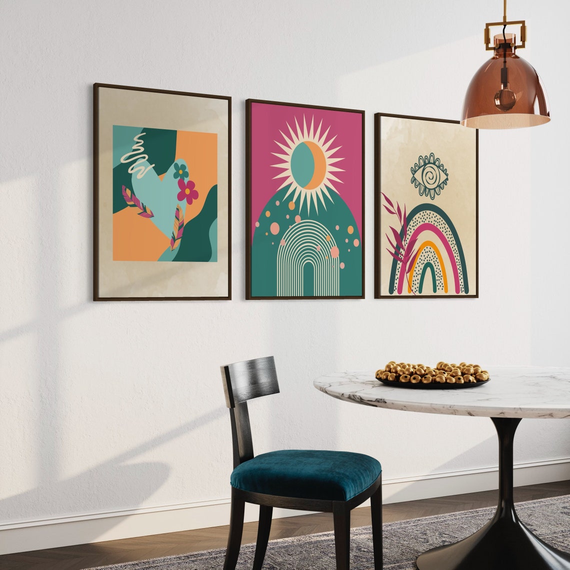 Boho Wall Art Bundle, Mid Century Art Prints, Modern Wall Decor ...