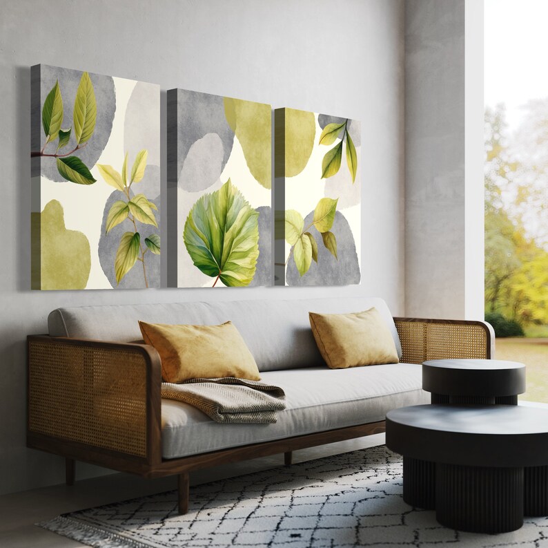 Abstract Botanical, Boho Style Prints, Earth Tone Wall Art, Mid Century ...