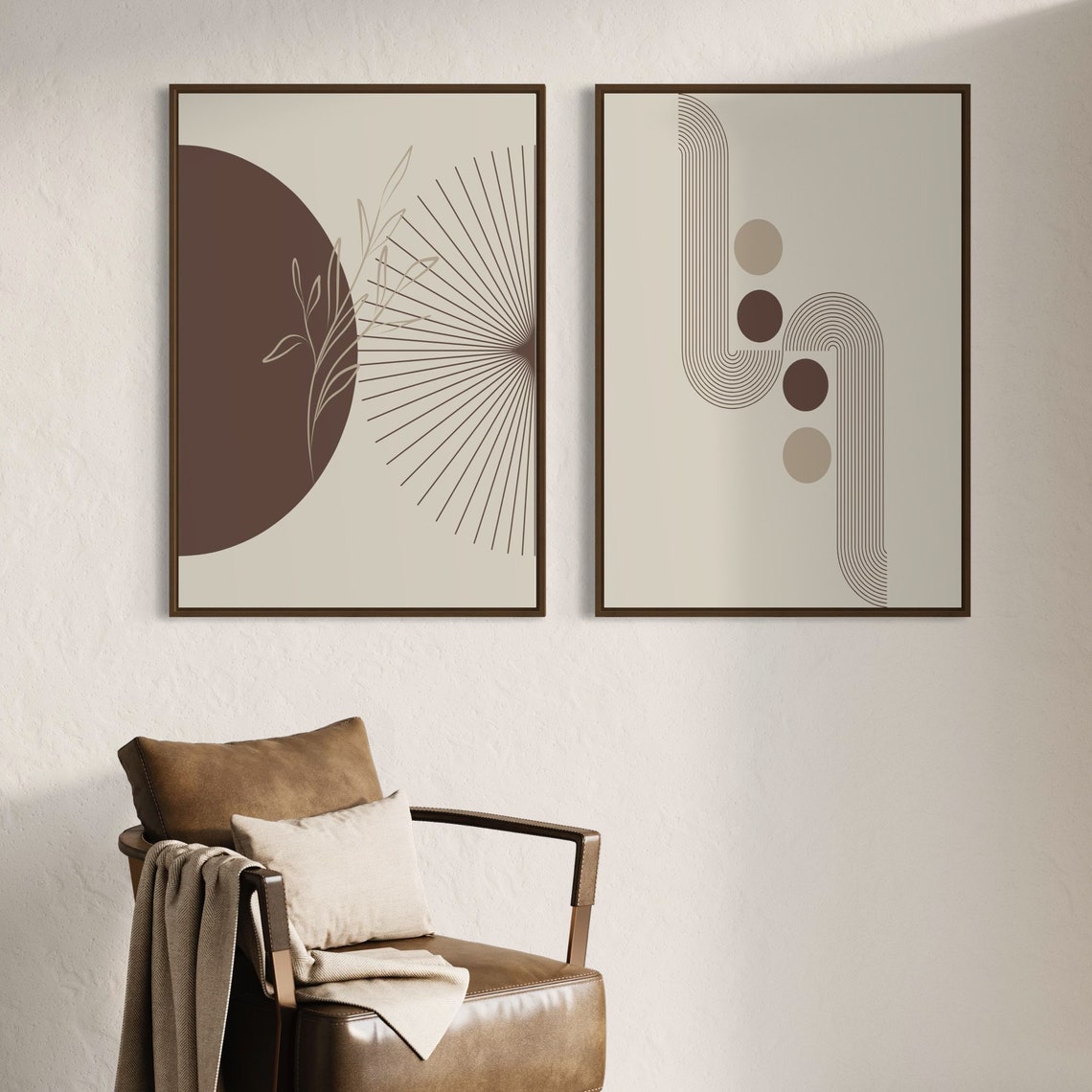 Boho Abstract Wall Art Prints, Boho Wall Decor, Set of 3 Prints, Boho Wall Art, Mid Century ...