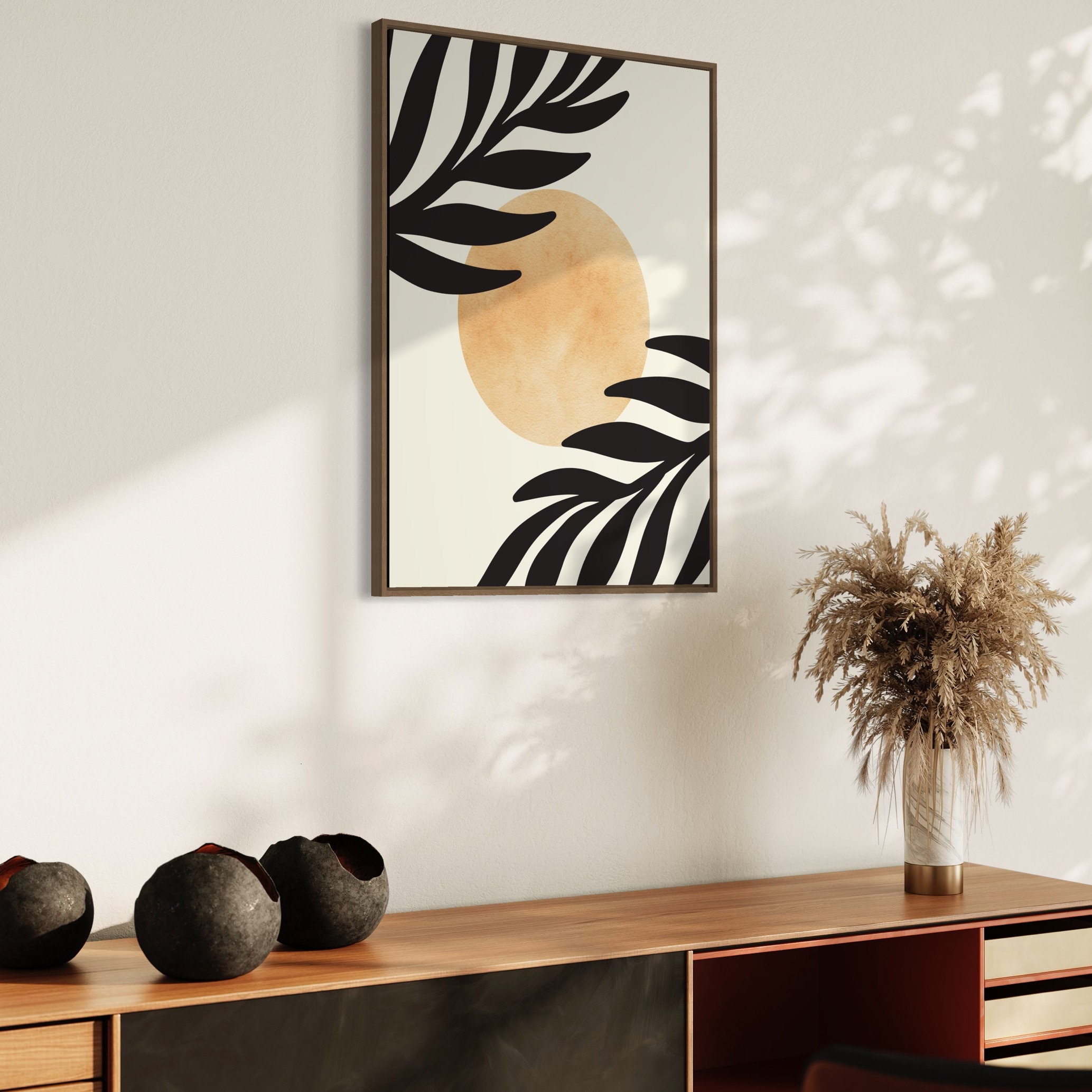 Boho Wall Art Set, Boho Art Print, Printable Modern Art, Boho Orange ...