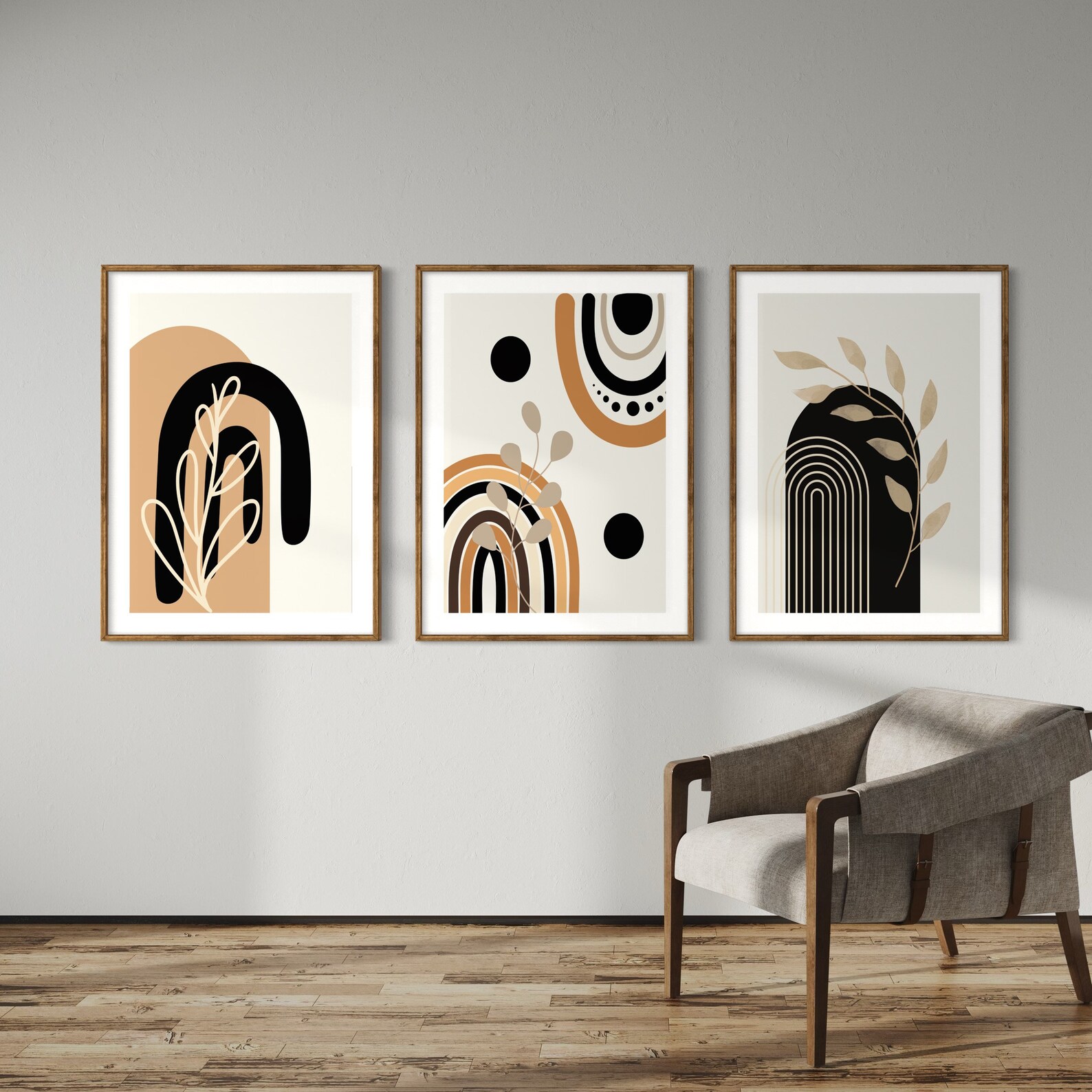 Boho Wall Art, Boho Art Prints Set of 3, Printable Wall Art, Boho Rainbow Prints, Abstract Boho ...