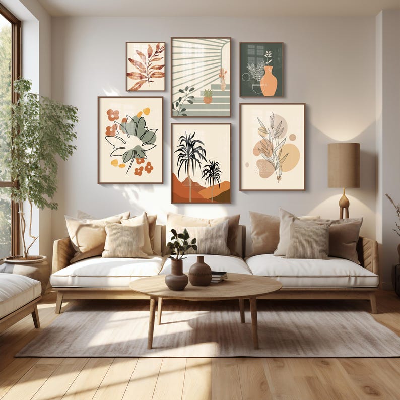 Boho Wall Art Bundle, Mid Century Art Prints, Modern Wall Decor ...