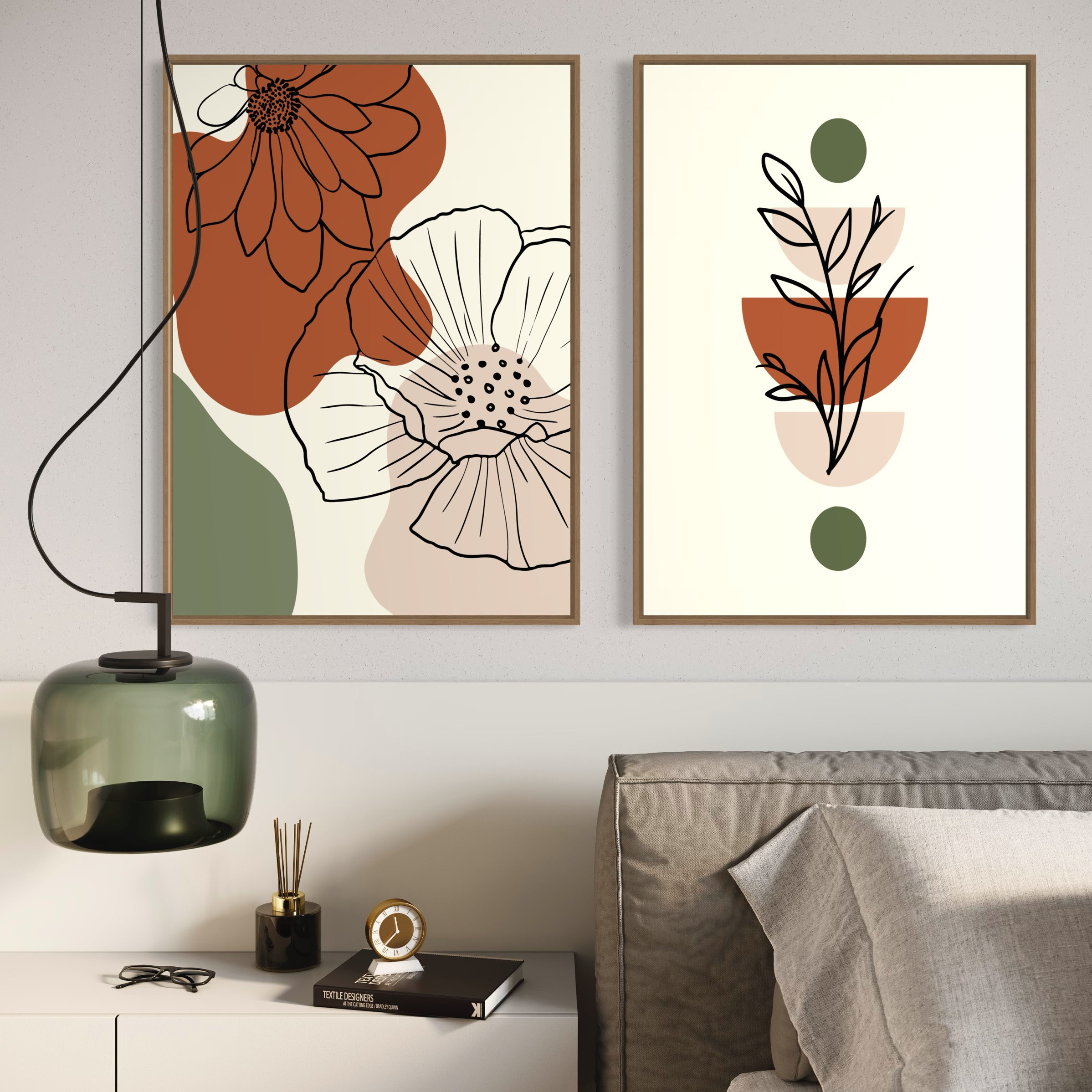 Boho Abstract Wall Art Prints, Boho Wall Decor, Set of 2 Prints, Boho ...