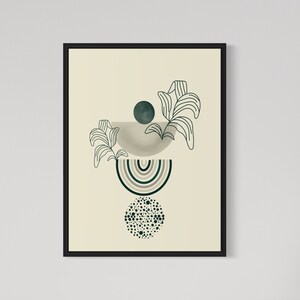 Printable Dark Green Mid Century Modern Wall Art Set of 3 Prints ...